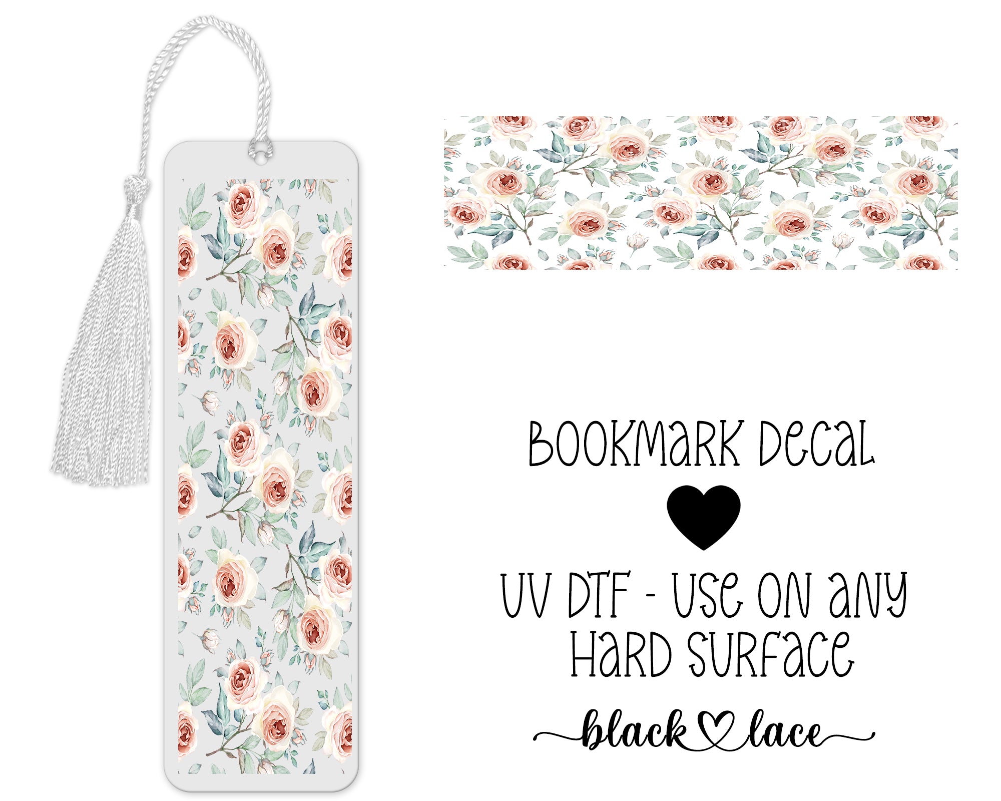 Pale Peach Roses ~ Bookmark Decal – Blush Print Co