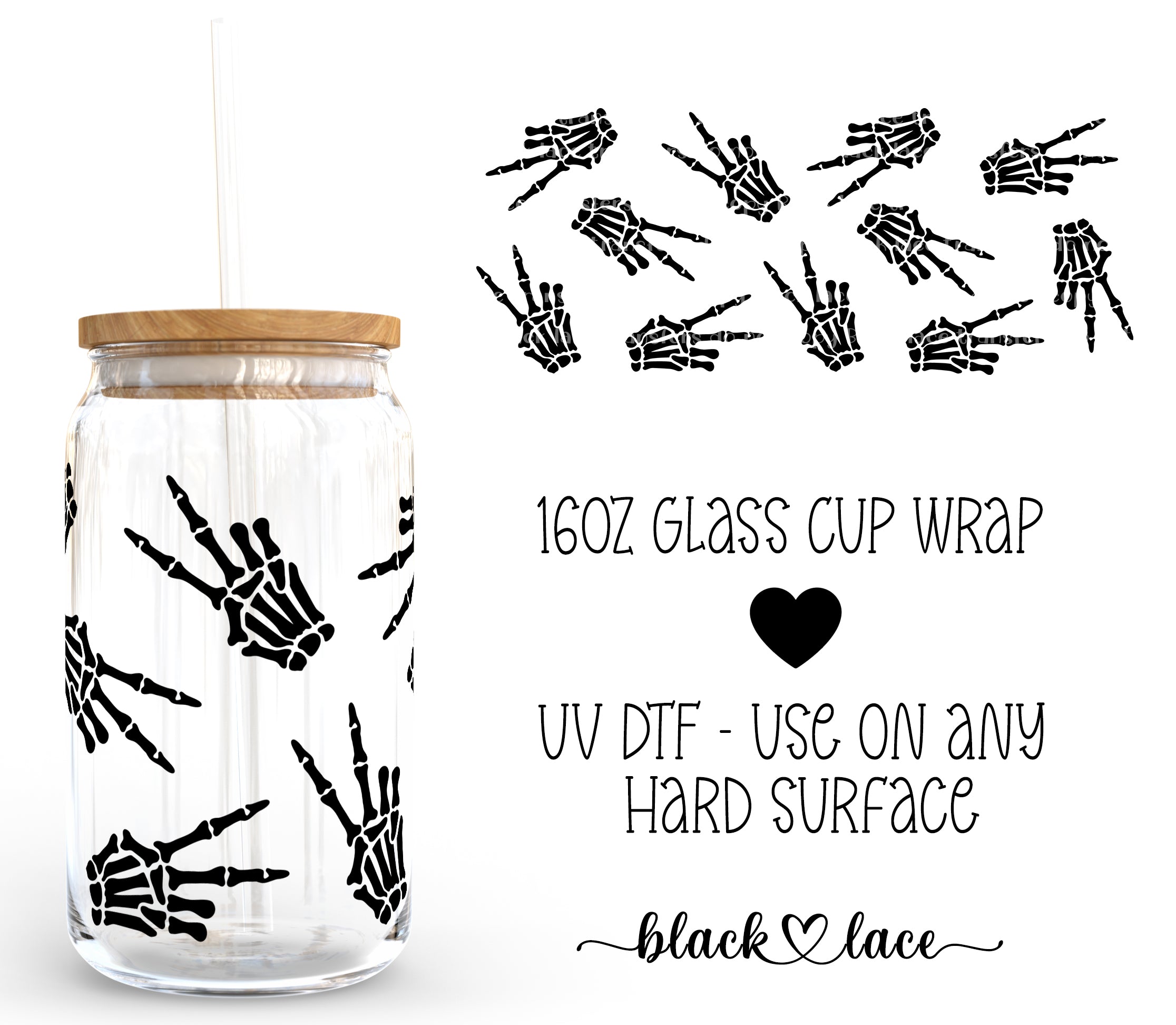Skeleton Peace ~16oz cup wrap – Blush Print Co