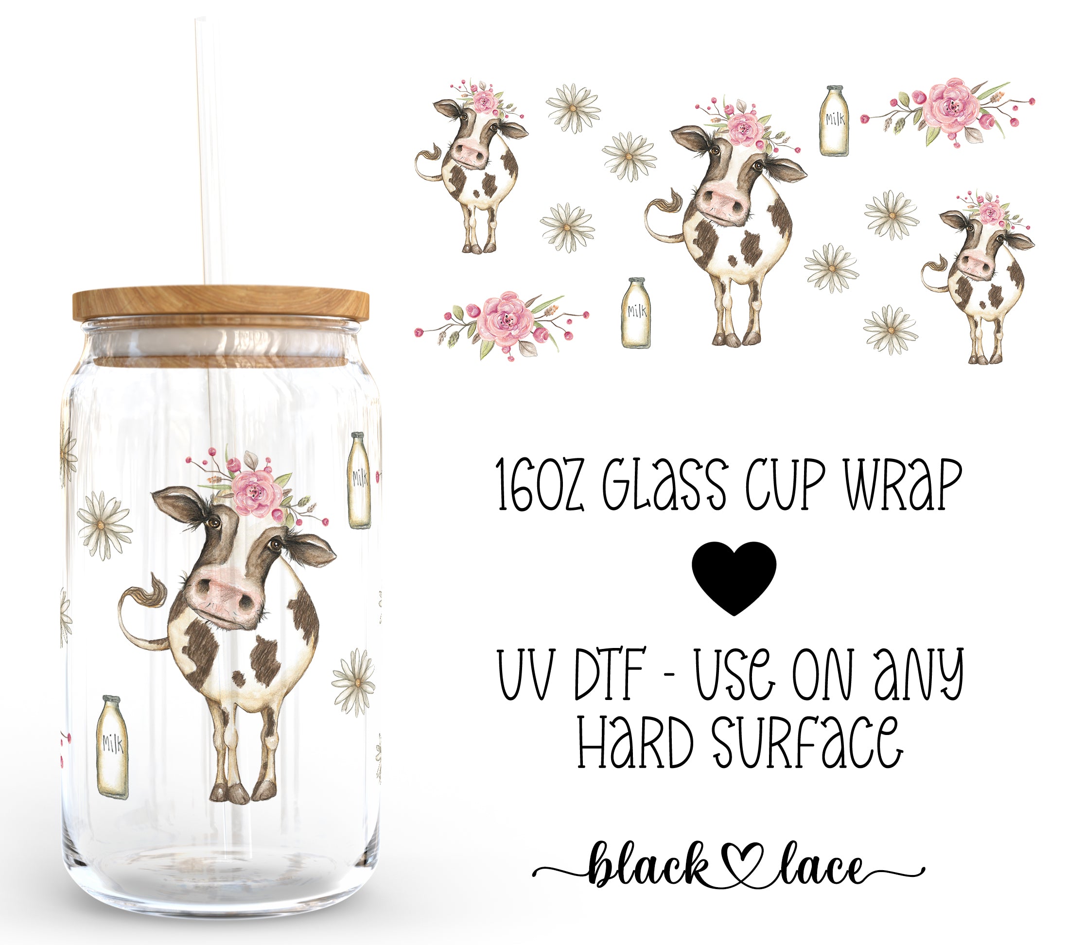 Cows Floral ~16oz cup wrap – Blush Print Co